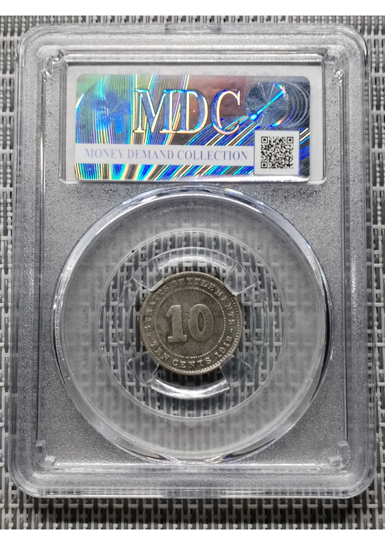 1918-20 S Straits 10c "King" 《 MDC Graded G 4 》 - Money Demand Collection