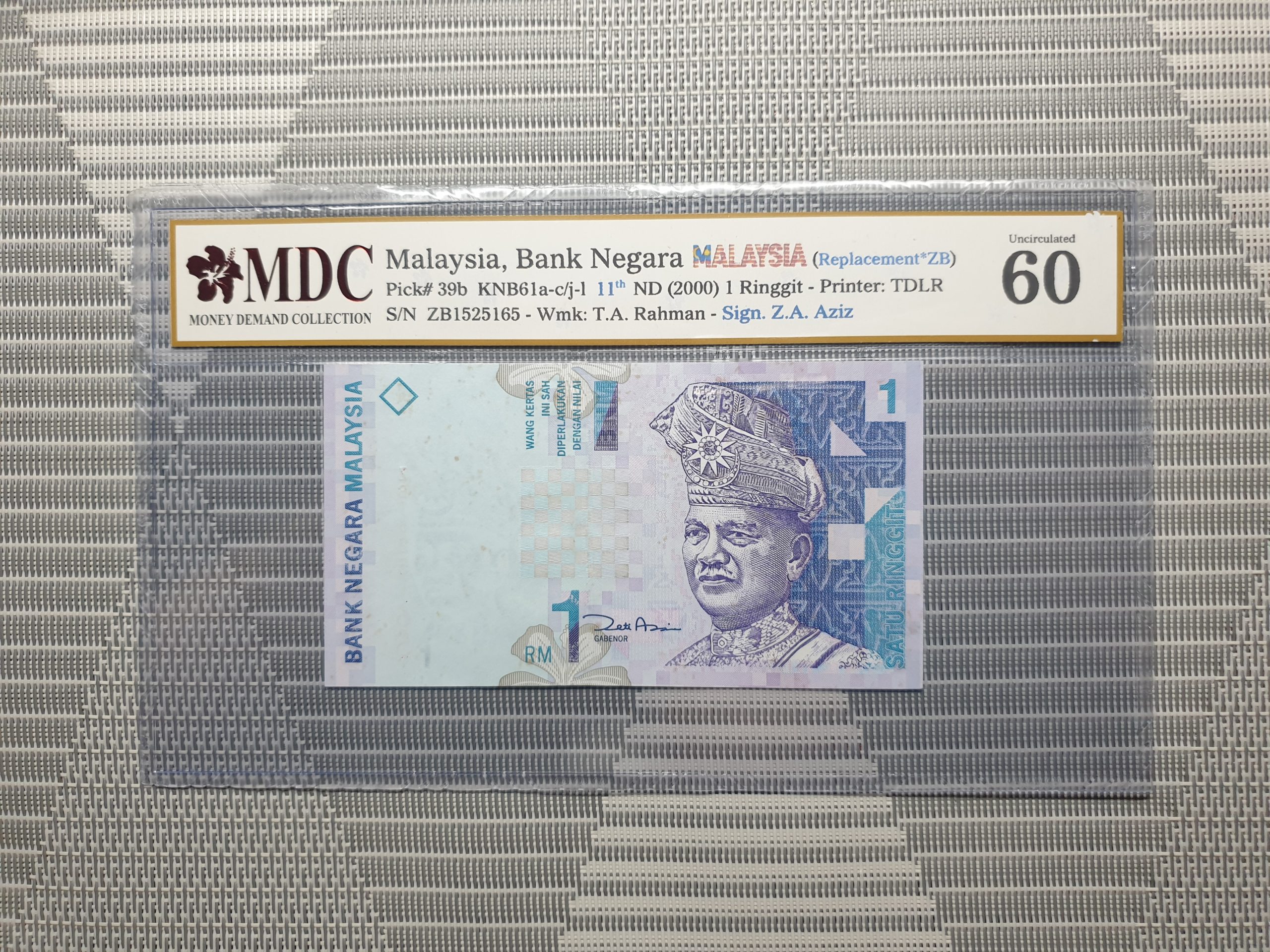 2000 Malaysia,Bank Negara Malaysia 1 Ringgit - Replacement*ZB -《MDC Graded 60》 - Money Demand ...