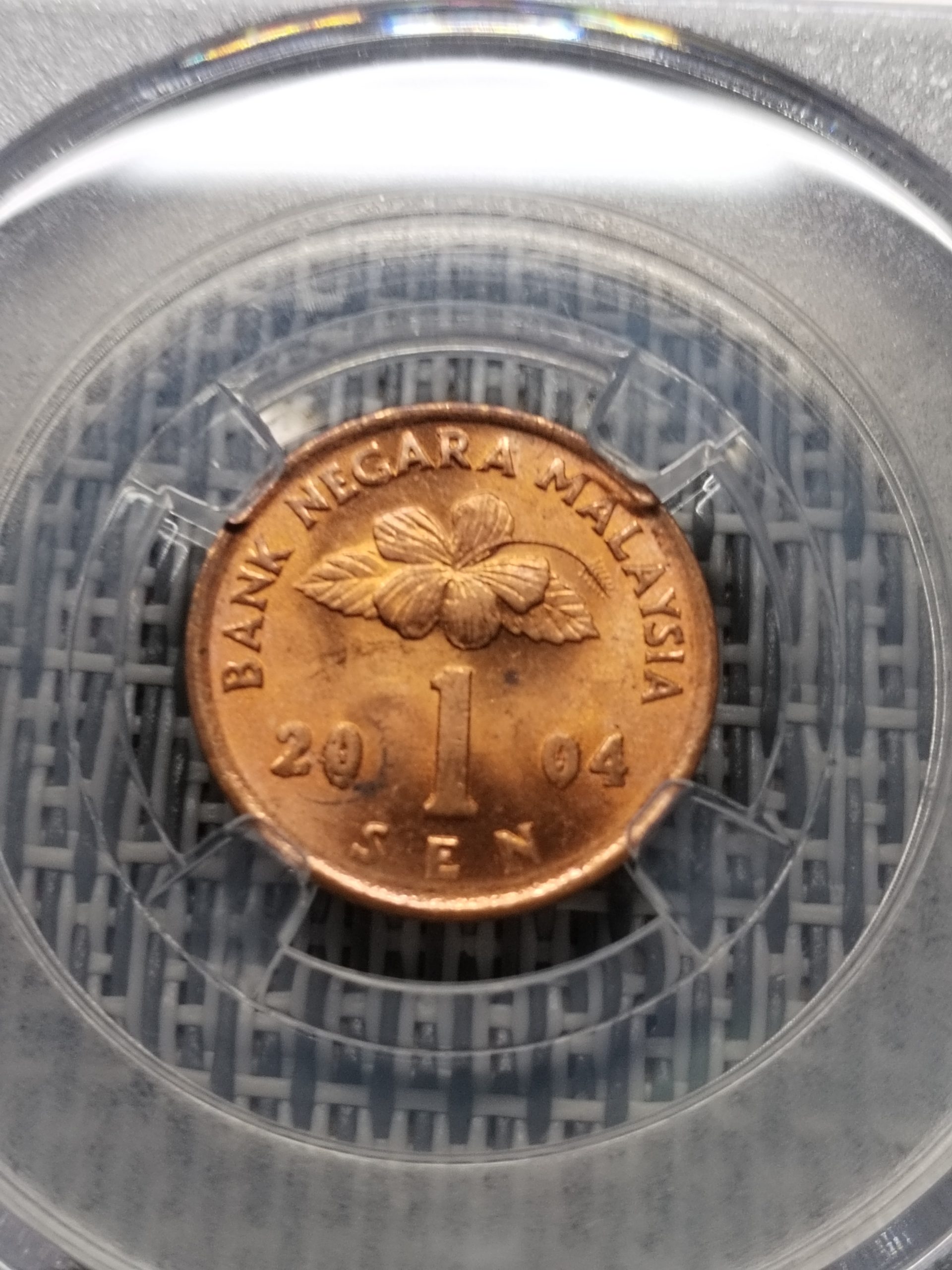 2004 Malaysia 1 Sen " ERROR " 《 MDC Graded MS 65 RB 》1999 Macau, China ...