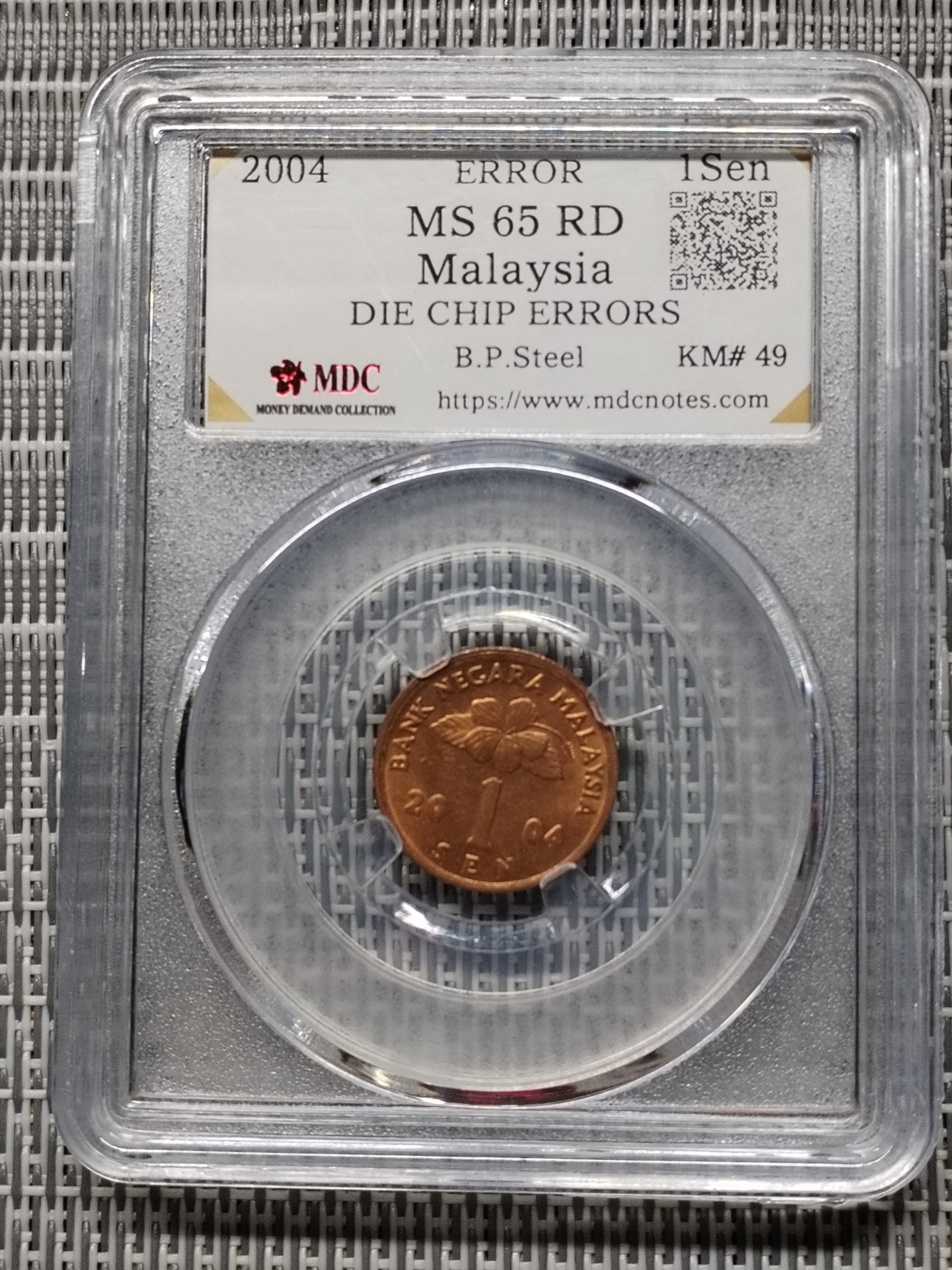 2004 Malaysia 1 Sen " ERROR " 《 MDC Graded MS 65 RD 》 - Money Demand ...