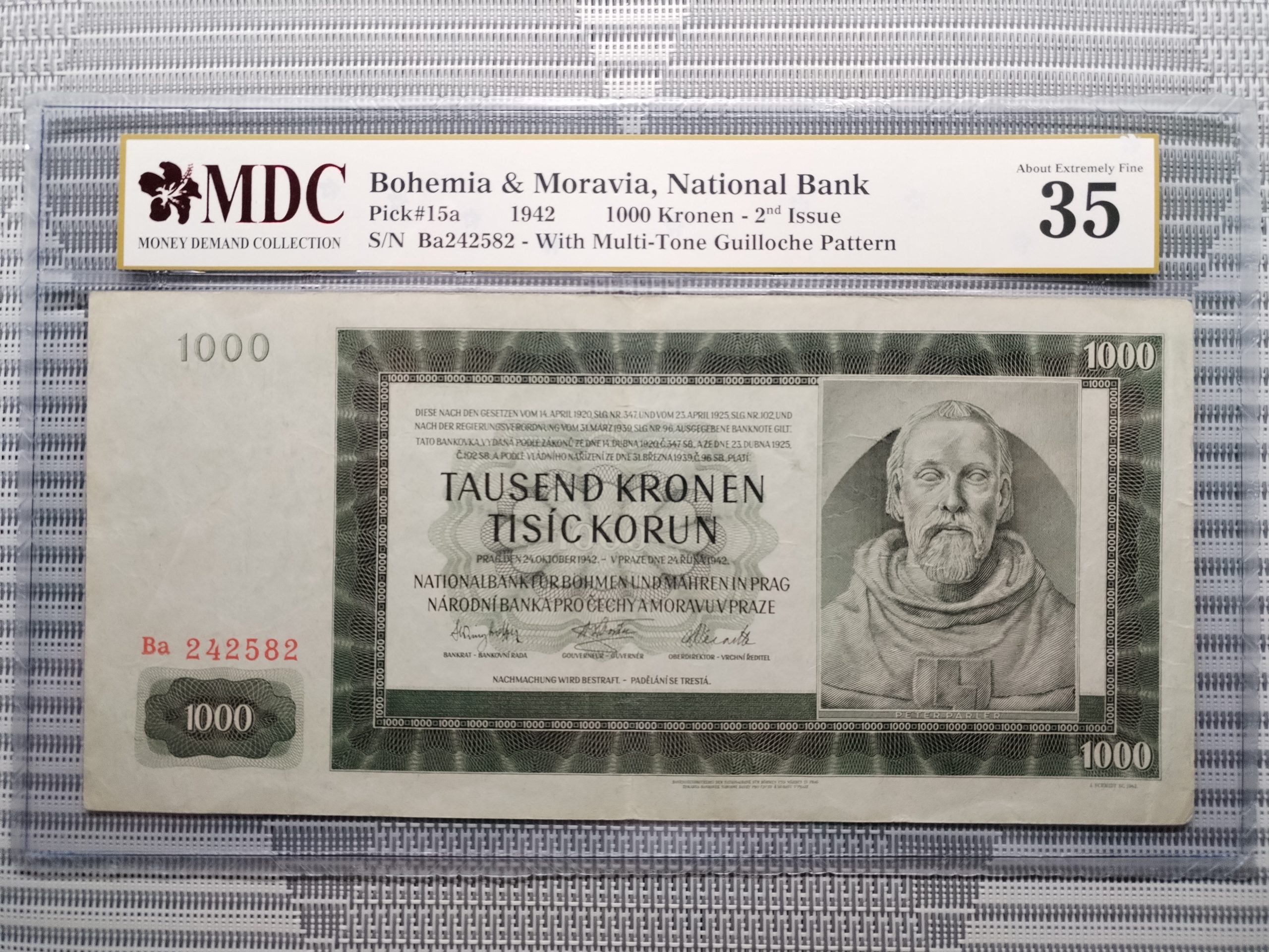 1942 Bohemia & Moravia, National Bank 1000 Kronen 《 MDC Graded 35 ...