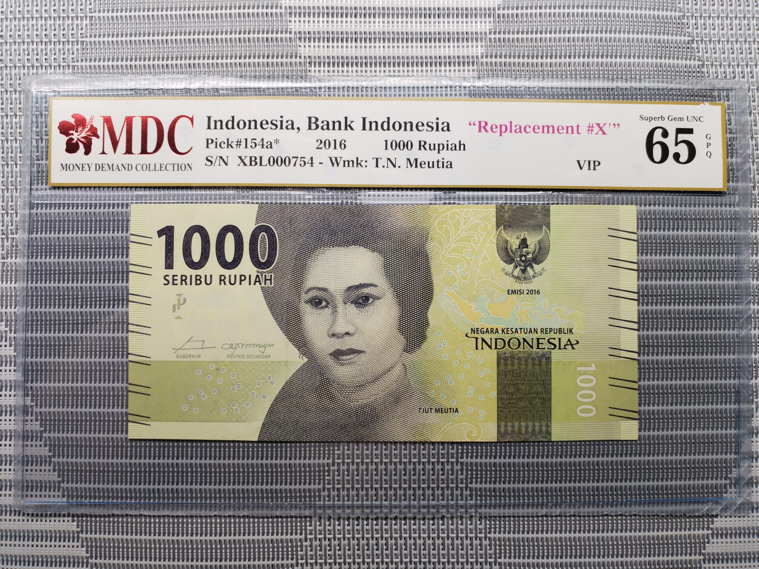 2016 Indonesia, Bank Indonesia 1000 Rupiah “ Replacement #X' "《 MDC ...