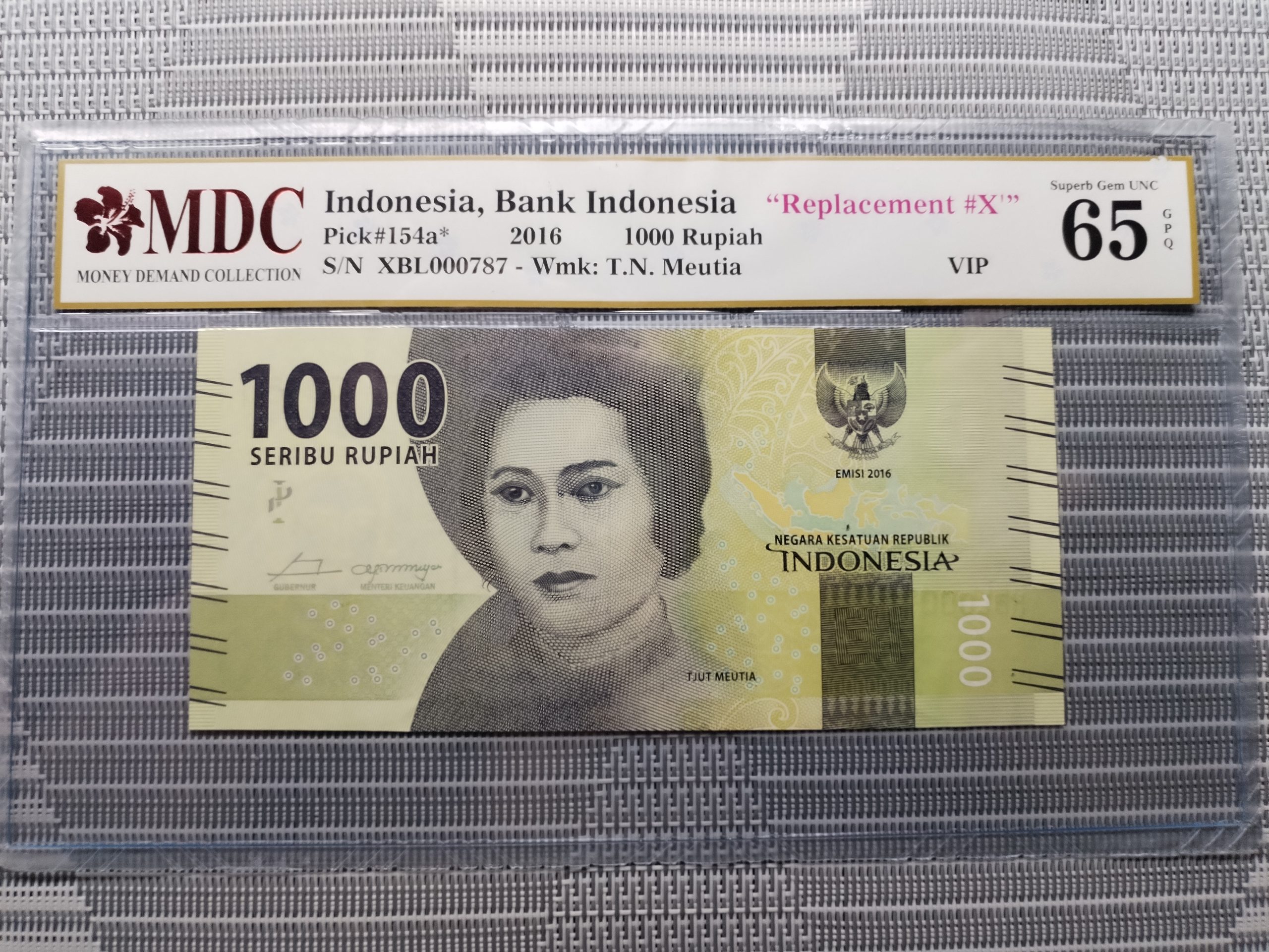 2016 Indonesia, Bank Indonesia 1000 Rupiah “ Replacement #X' "《 MDC ...