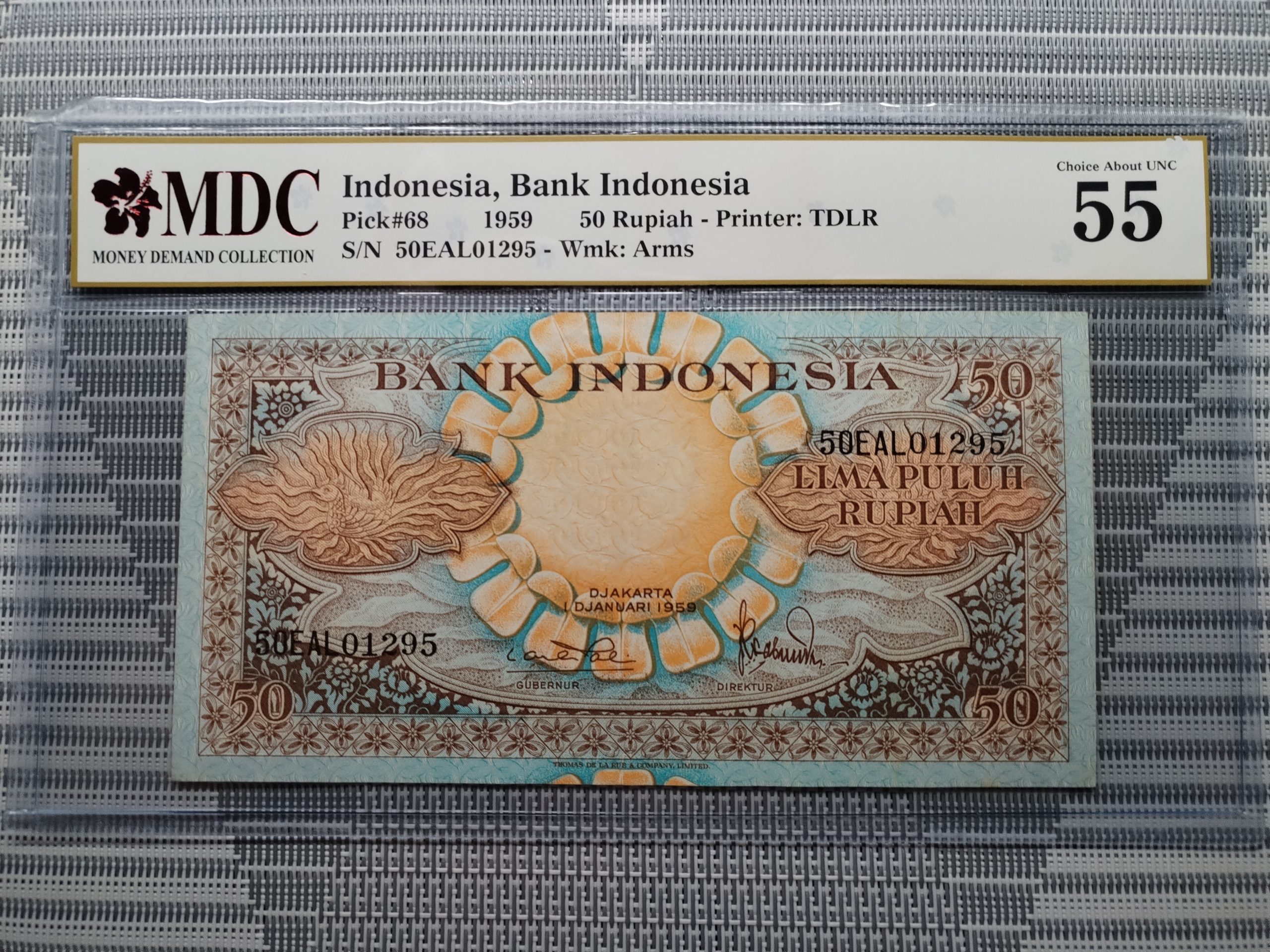 1959, Indonesia, Bank Indonesia 50 Rupiah 《 MDC Graded 55 》 - Money ...