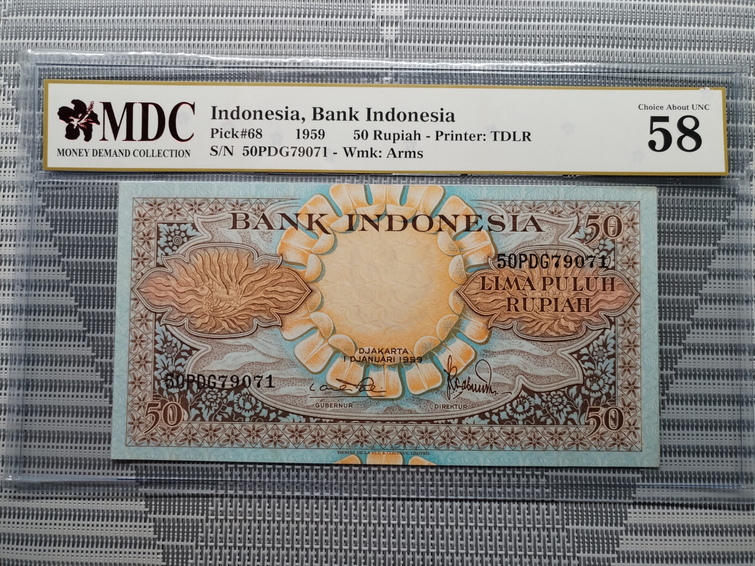 1959, Indonesia, Bank Indonesia 50 Rupiah 《 MDC Graded 58 》 - Money ...